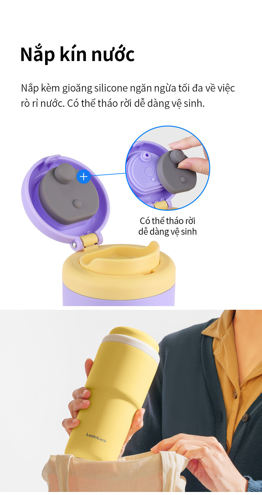 Bình giữ nhiệt Lock&Lock Daily Macaron Tumbler LHC3292 480ml thép không ...