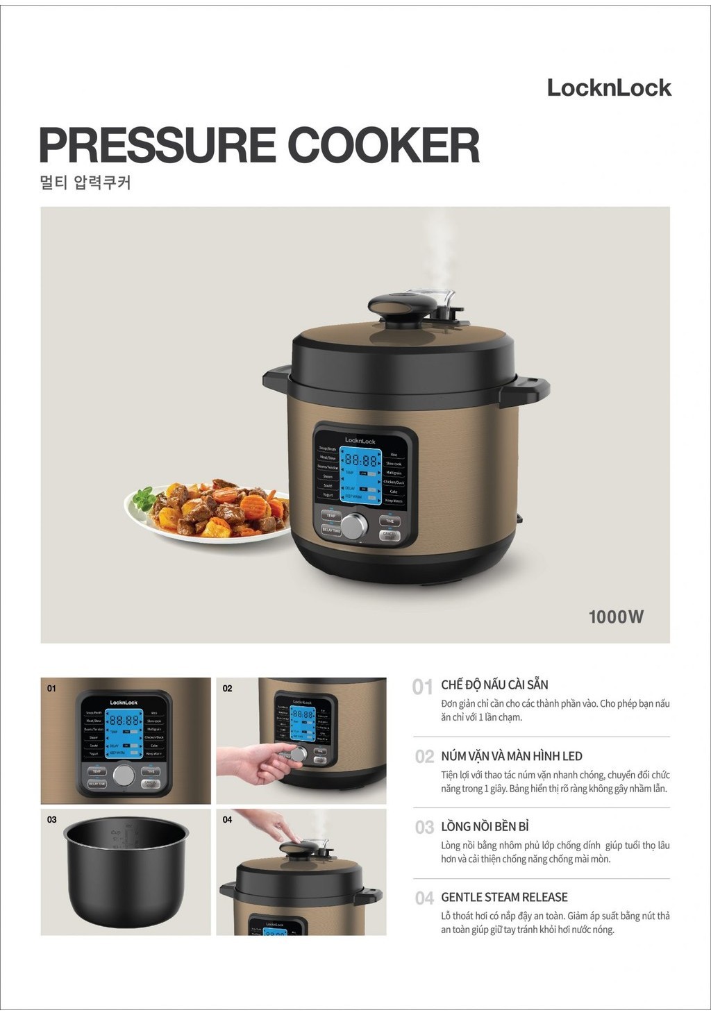 Nồi Áp Suất Điện Tử Đa Năng Lock&Lock Pressure Cooker 6L Màu Đen ...