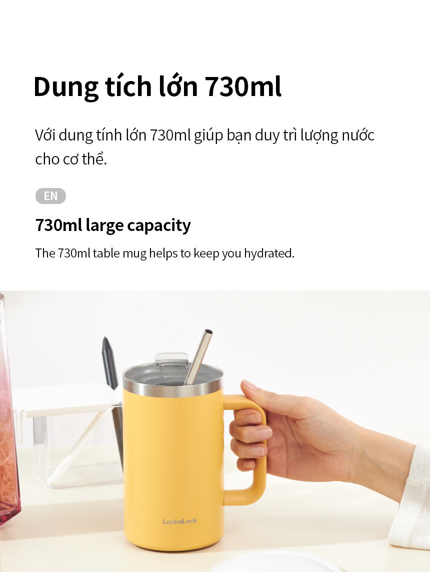 Cốc giữ nhiệt Lock&Lock Flat Table Mug 730ml LHC4320 - Màu xanh cổ vịt ...