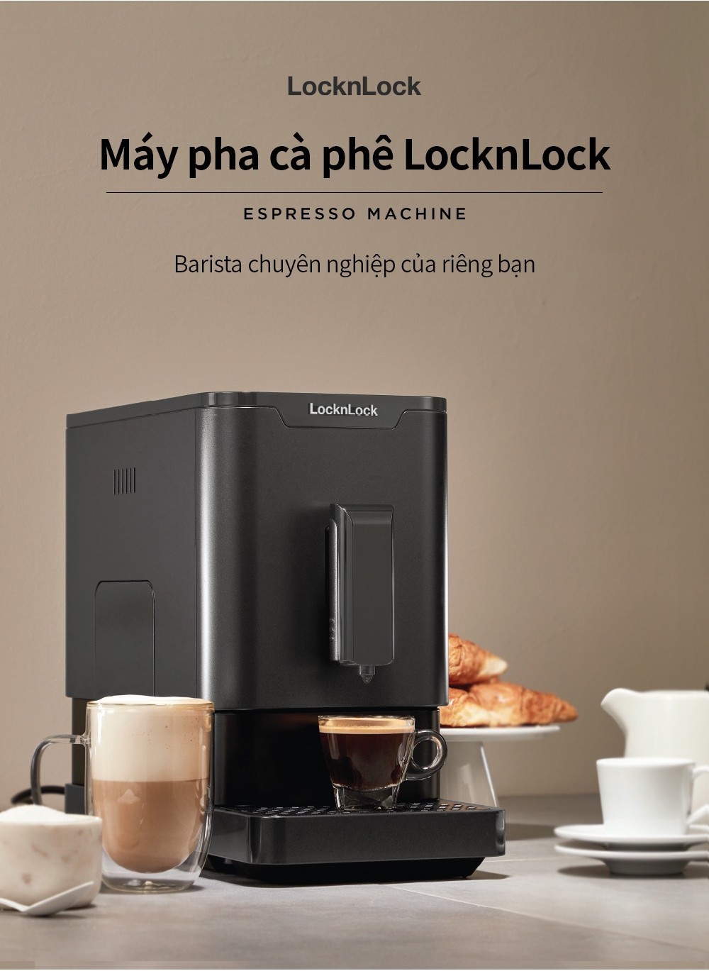 Máy pha cà phê Lock&Lock Espresso Coffee Machine EJC636 2 màu 5 cấp độ ...