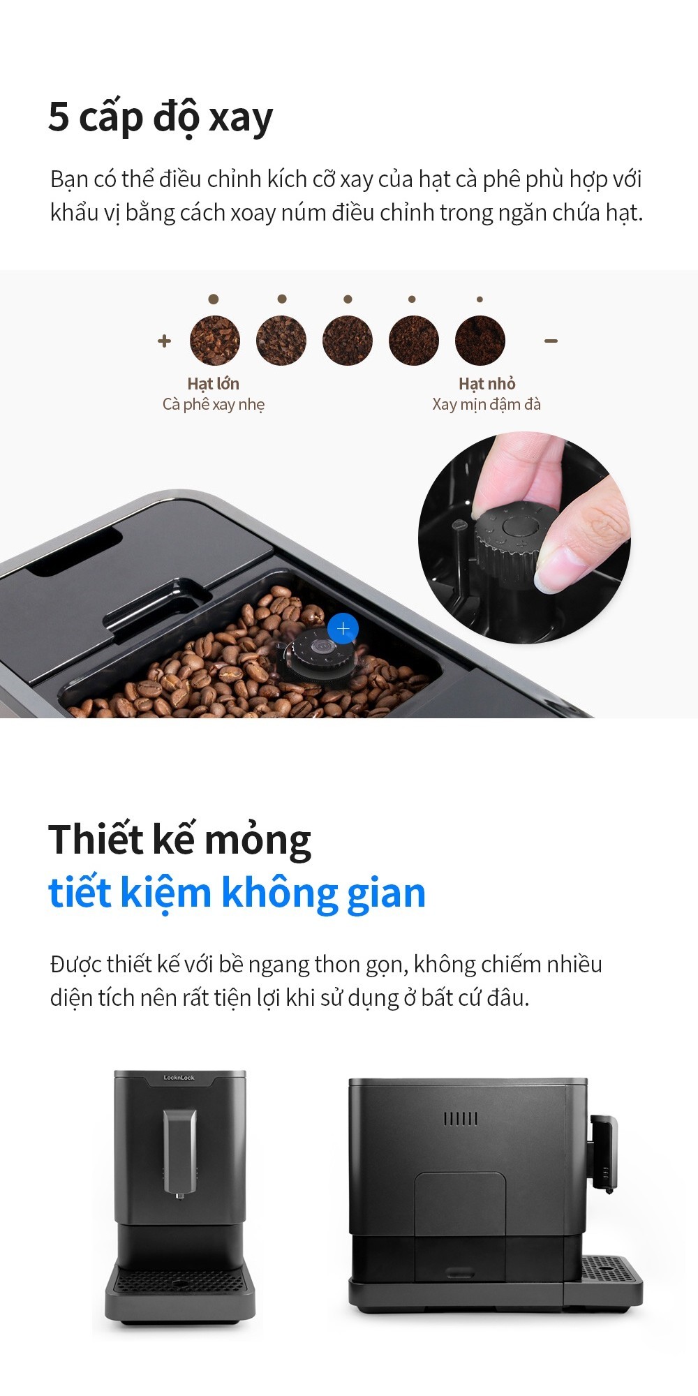 Máy pha cà phê Lock&Lock Espresso Coffee Machine EJC636 2 màu 5 cấp độ ...