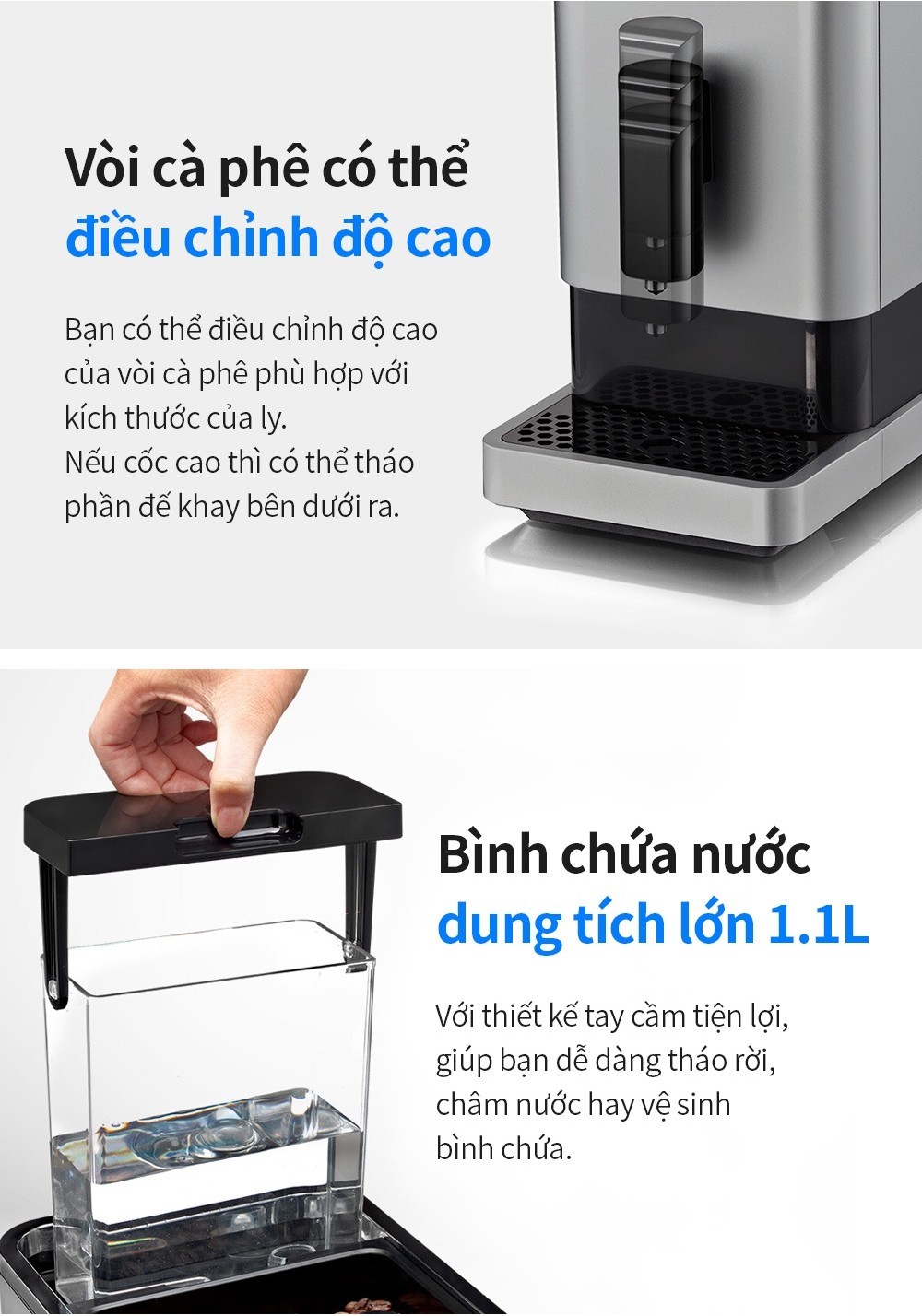 Máy pha cà phê Lock&Lock Espresso Coffee Machine EJC636 2 màu 5 cấp độ ...