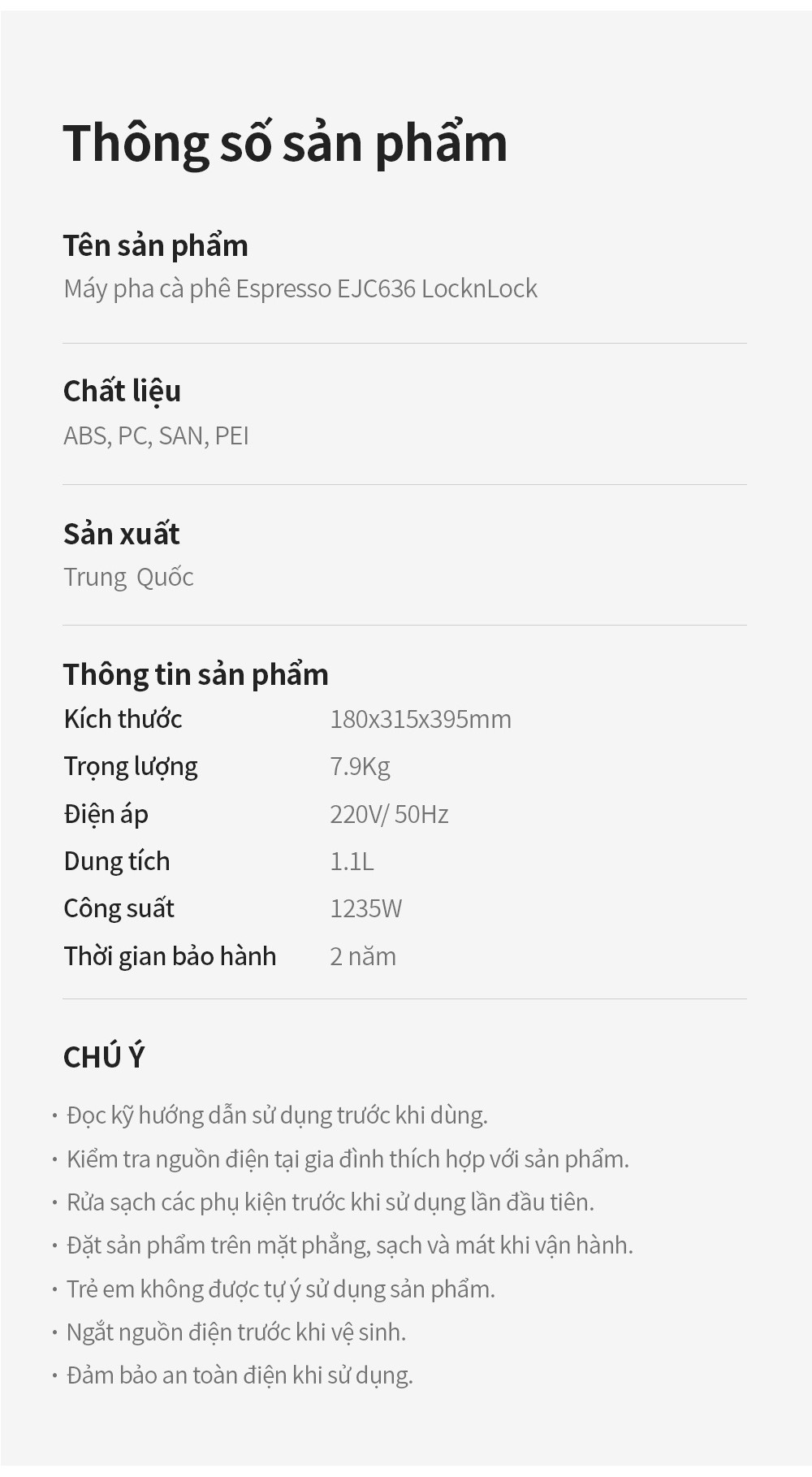 Máy pha cà phê Lock&Lock Espresso Coffee Machine EJC636 2 màu 5 cấp độ ...