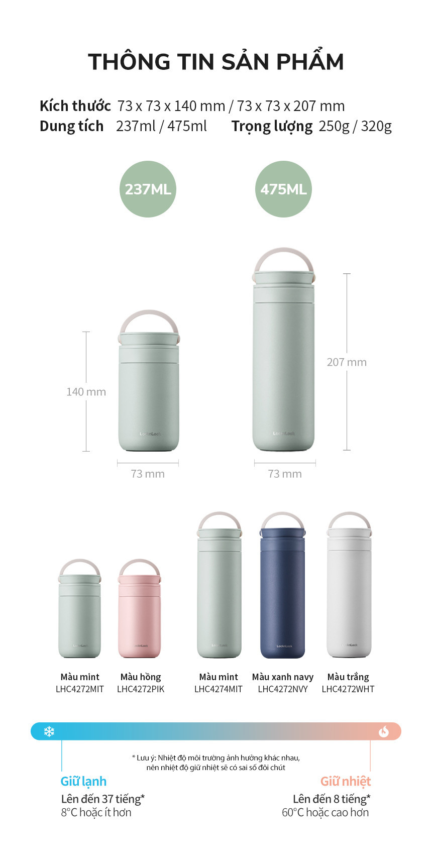 Bình giữ nhiệt Lock&Lock Metro Two Way 237ml hoặc 475ml thép không gỉ (SUS304) | Shopee Việt Nam