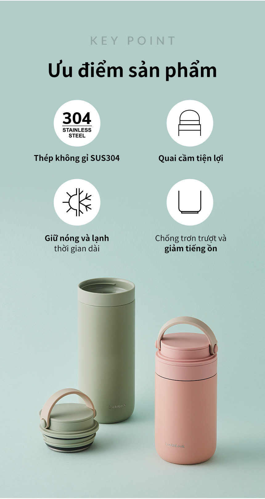 Bình giữ nhiệt Lock&Lock Metro Two Way 237ml hoặc 475ml thép không gỉ (SUS304) | Shopee Việt Nam