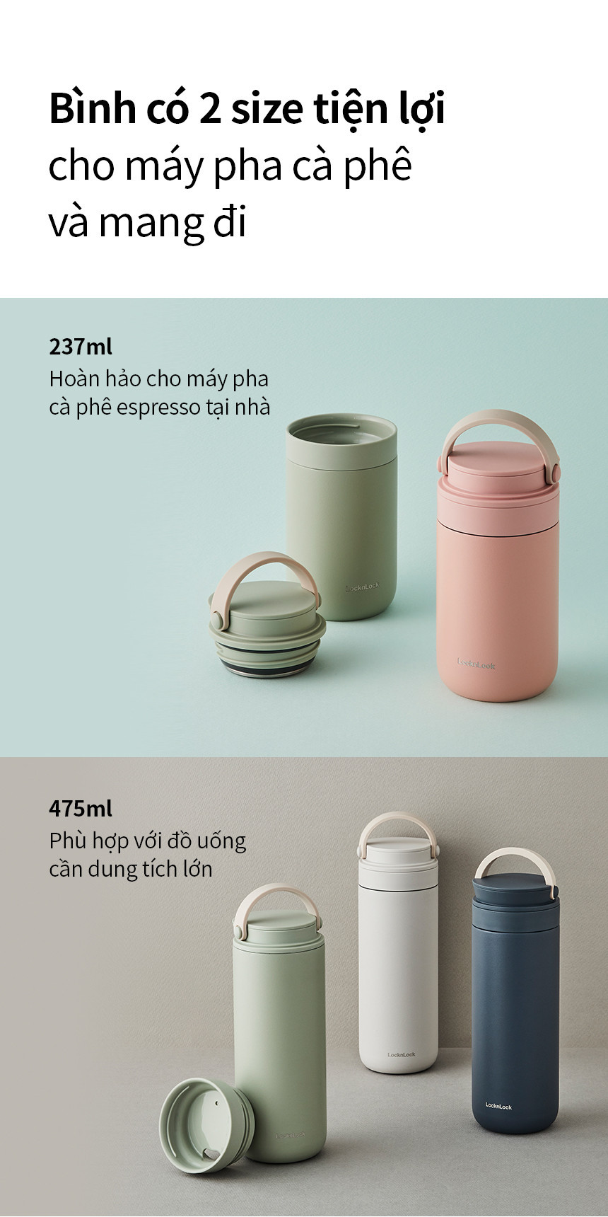 Bình giữ nhiệt Lock&Lock Metro Two Way 237ml hoặc 475ml thép không gỉ (SUS304) | Shopee Việt Nam