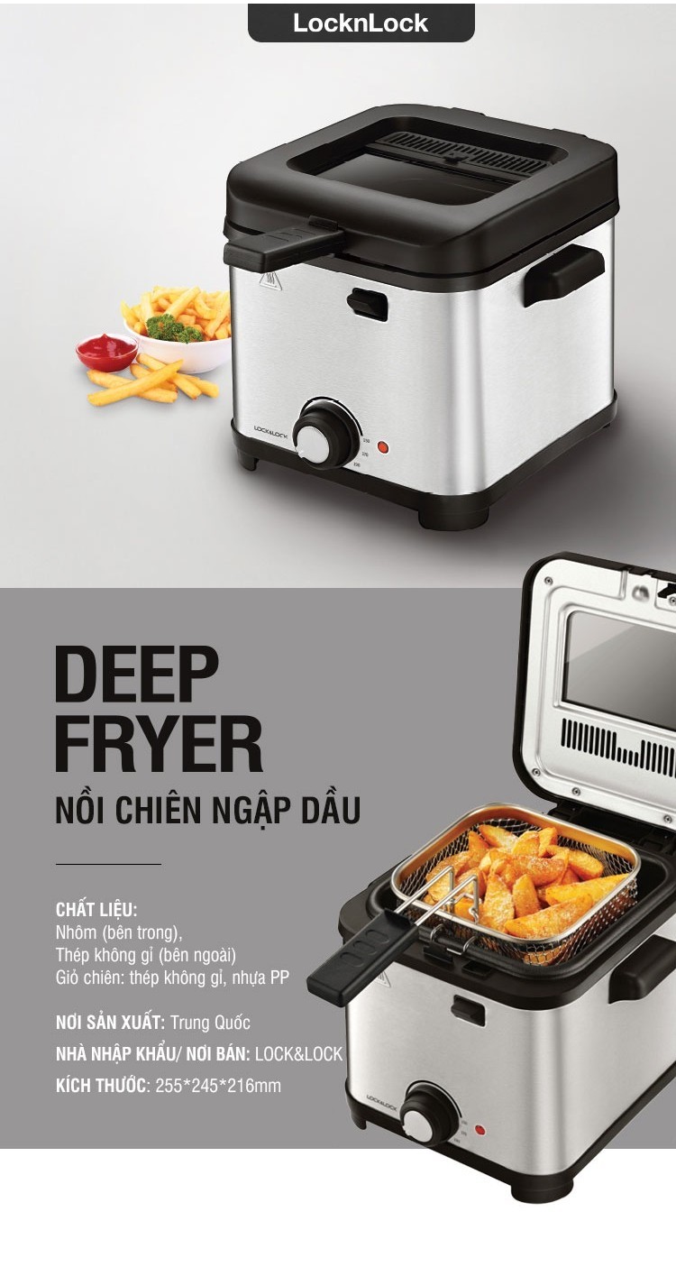 Nồi chiên ngập dầu Lock&Lock Deep Fryer 1.5L - Màu bạc - EJF716SLV ...