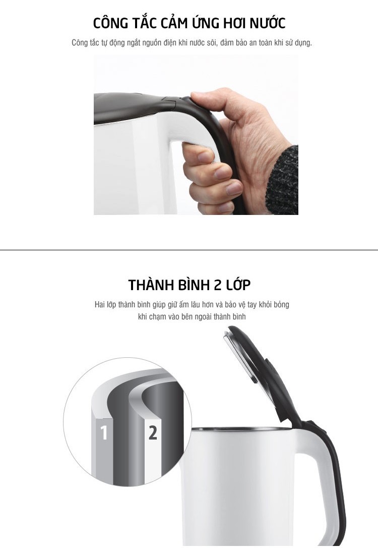 Bình Đun Siêu Tốc Lock&Lock (1.7L) Trắng EJK738WHT | Shopee Việt Nam