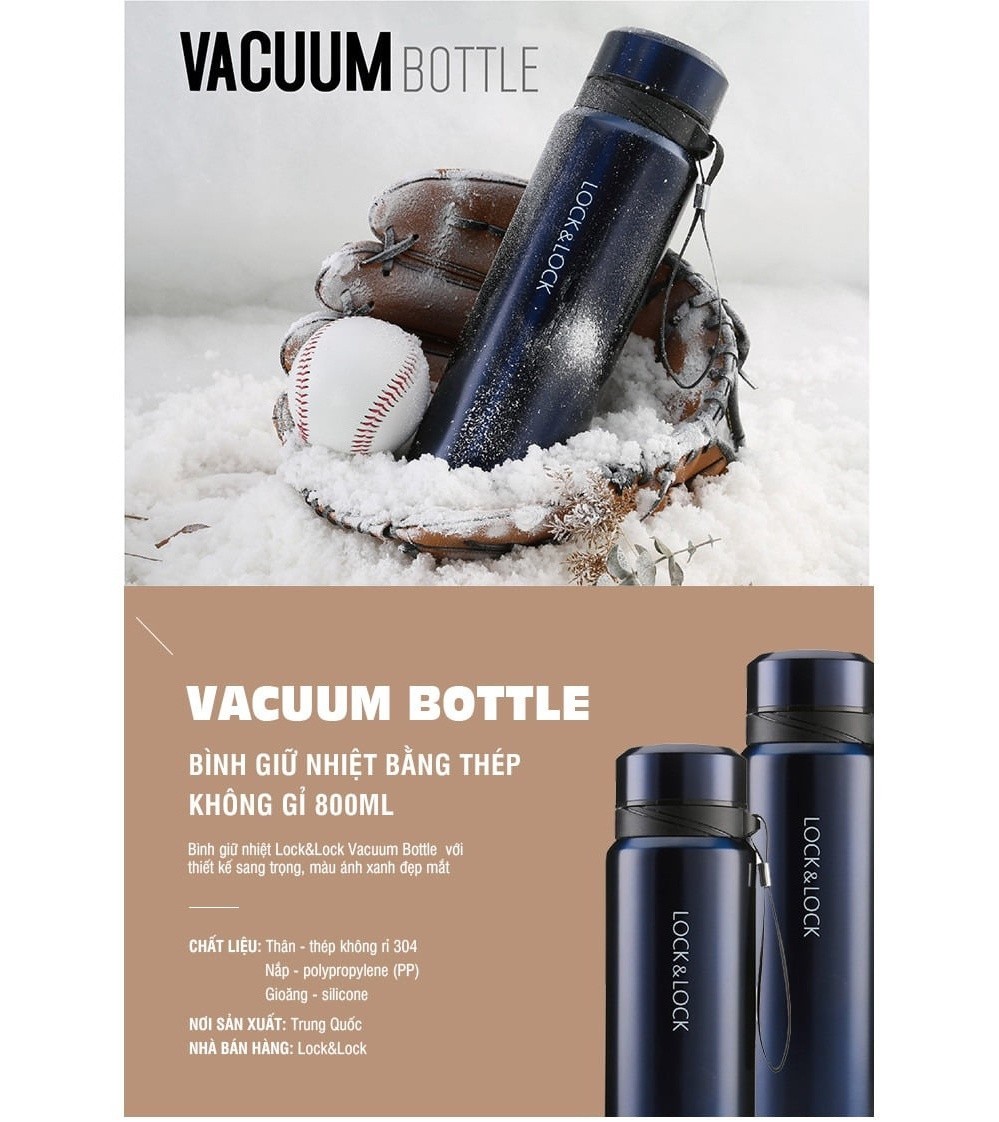 Bình giữ nhiệt LocknLock 800ml Chính hãng, có lõi lọc trà, nắp kín, dây ...