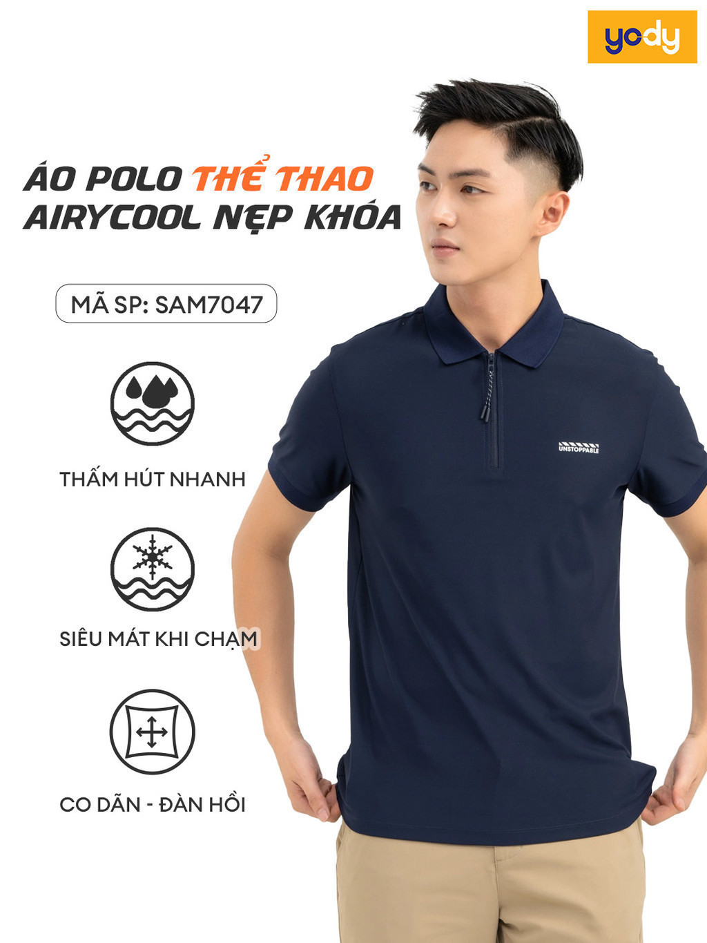 [SALE 30%] Áo polo nam Yody thể thao nẹp khóa cổ năng động co dãn thoải ...