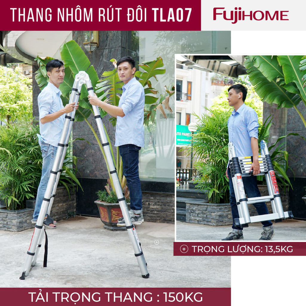 Thang nhôm rút chữ A Nhập Khẩu 4,4M - 5M gấp gọn chính hãng FUJIHOME ...