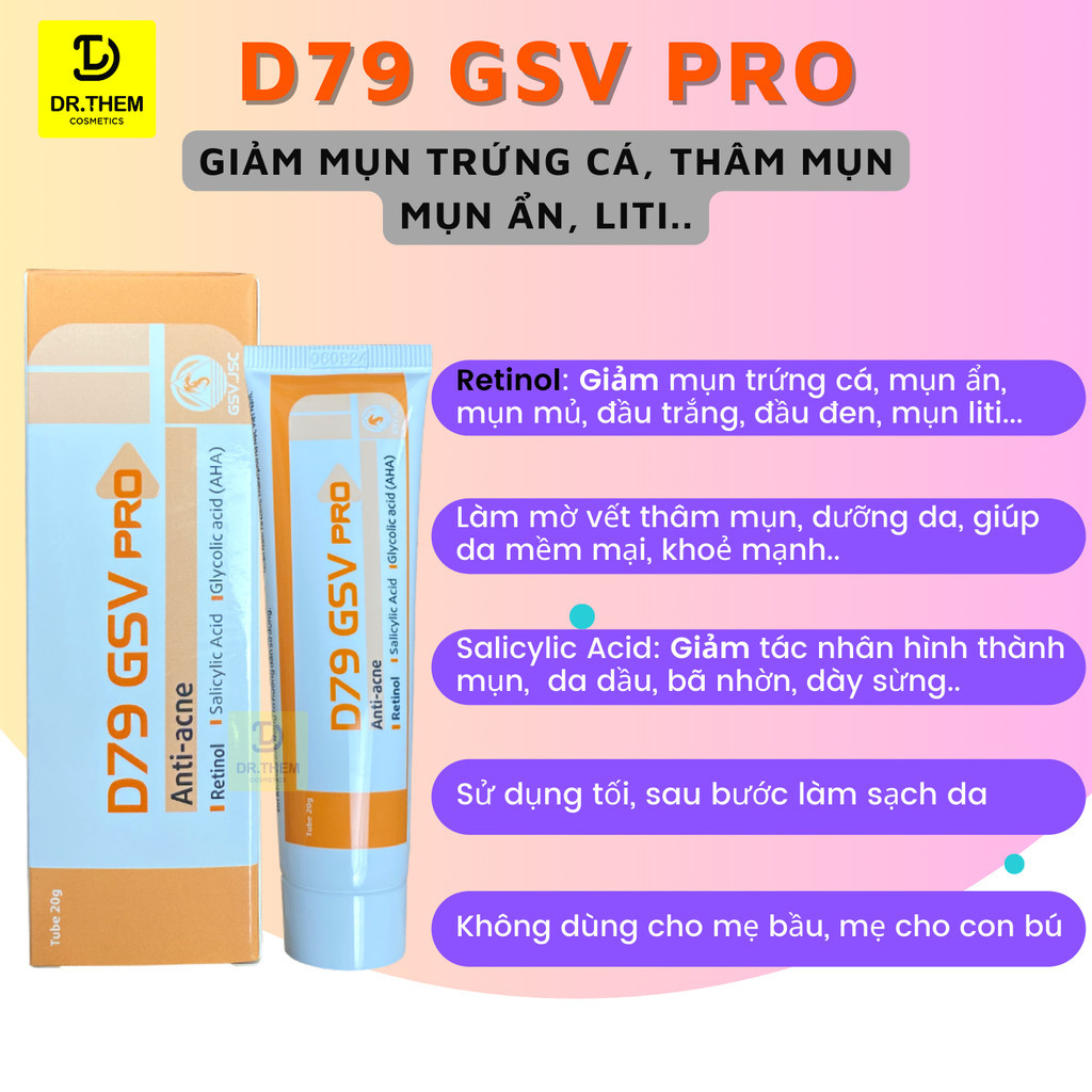 D79 GSV Cream/Pro/New Giảm Mụn Trứng Cá, Mụn Lưng, Dày Sừng Nang Lông ...
