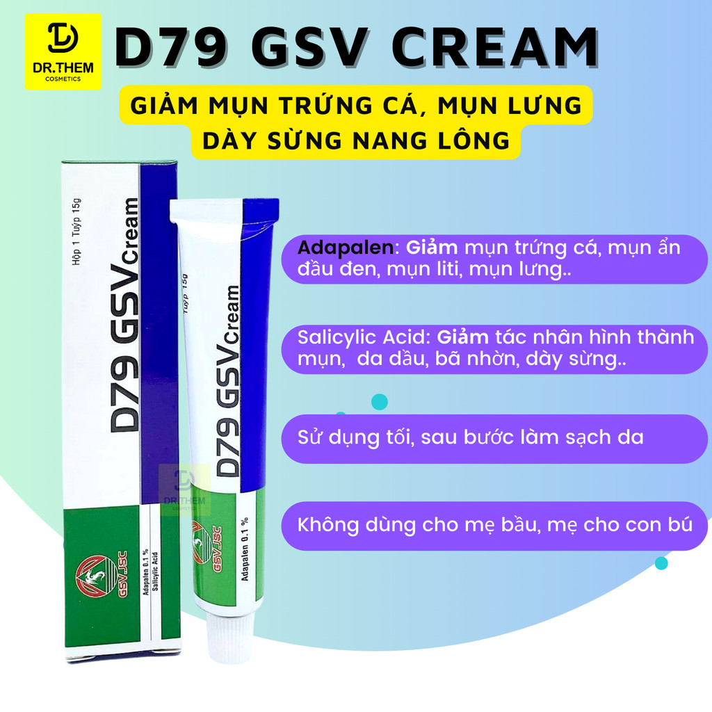 D79 GSV Cream/Pro/New Giảm Mụn Trứng Cá, Mụn Lưng, Dày Sừng Nang Lông ...