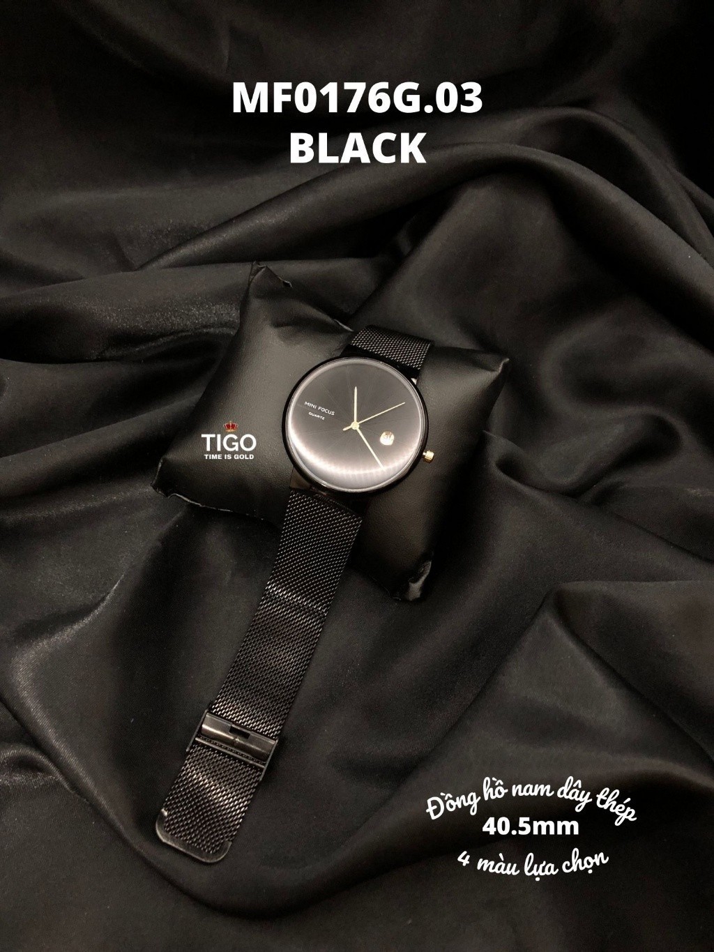 Đồng Hồ Nam MINI FOCUS MF0176G.03 Dây Thép Đen Viền Đen Thép Không Gỉ Mặt Tròn 40.5mm | Shopee ...