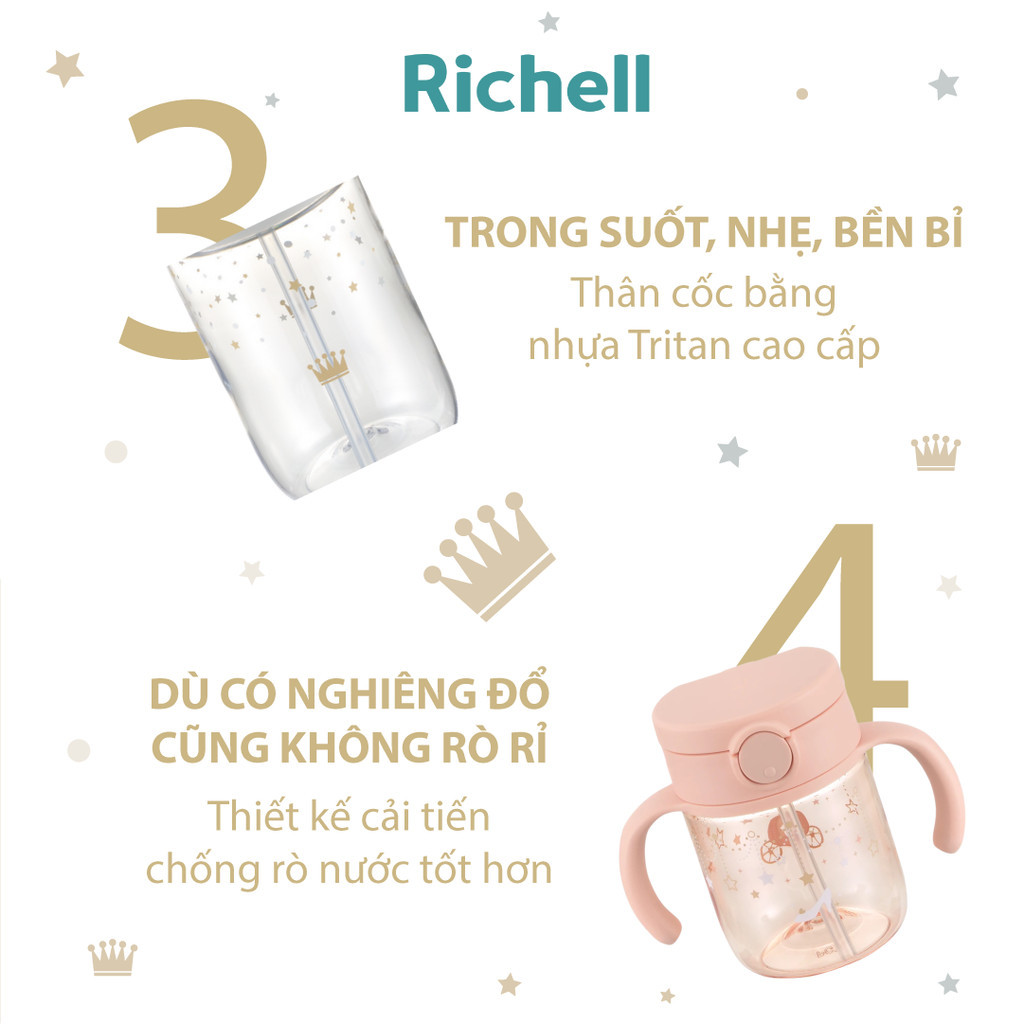 Cốc tập hút, tập uống 3 giai đoạn RICHELL Nhật AXSTARS chống sặc Tritan | Baby | Shopee Việt Nam