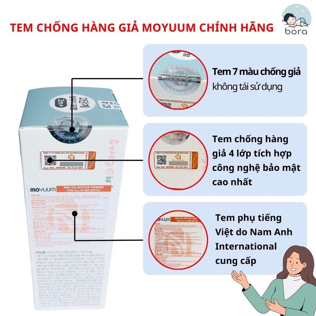 Bình sữa Moyuum Hàn Quốc họa tiết 170ml 270ml [Được chọn núm 1 - 4][Cam kết chính hãng] | Shopee ...