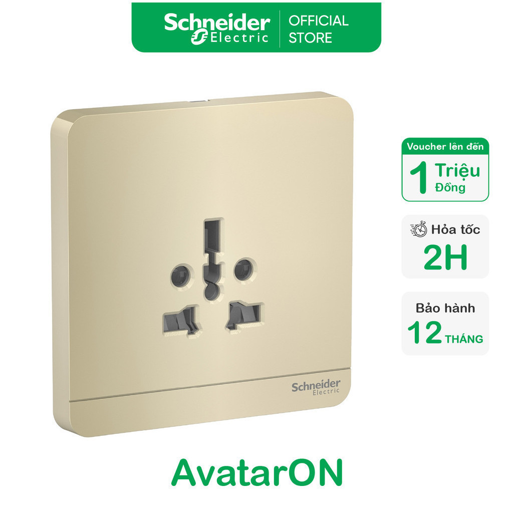 Bộ ổ cắm đơn đa năng - 250VAC - 16A màu Trắng/ Vàng dòng AvatarON ...