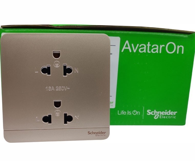 Bộ ổ cắm đôi 3 chấu vuông 16A dòng AvatarON - Schneider Electric ...