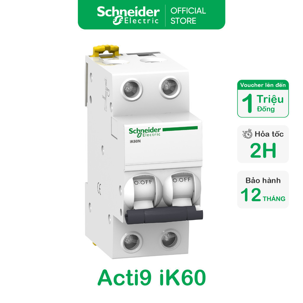 Aptomat MCB 2P 6kA Acti9 iK60N - Schneider Electric - A9K27206 A9K27210 A9K27216 A9K27220 ...