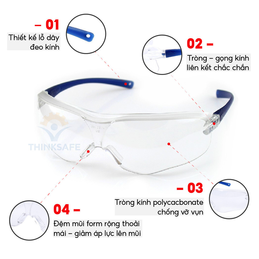 Kính bảo hộ 3M V34 tròng trong, kính chống bụi đi đường chống tia uv ...