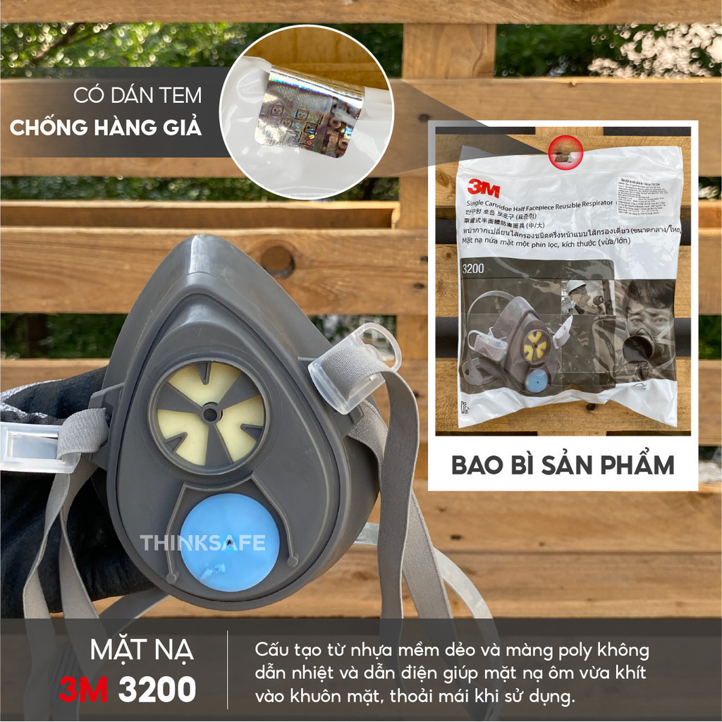 Mặt nạ phòng độc 3M 3200 phin 3301K lọc hơi hữu cơ, bụi mịn, phun thuốc sâu Mặt nạ 3m chính hãng ...
