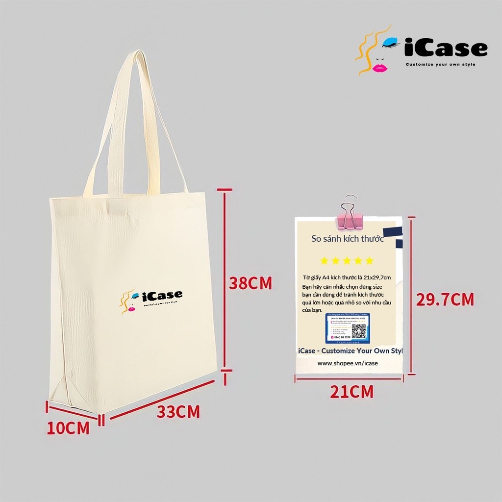 Túi vải Canvas iCase bộ sưu tập colorful nhiều kích thước | Shopee Việt Nam