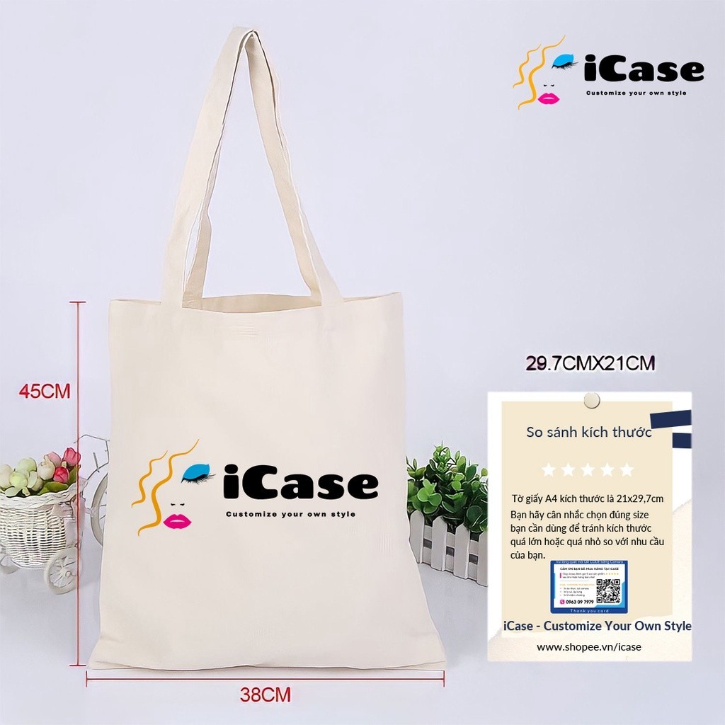 Túi vải Canvas iCase bộ sưu tập colorful nhiều kích thước | Shopee Việt Nam