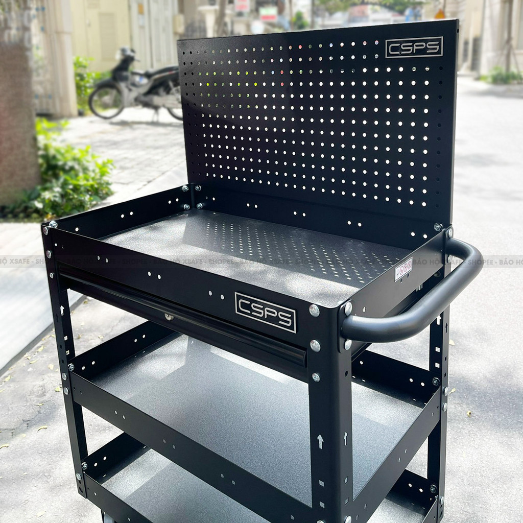 Xe đẩy 3 tầng CSPS 2 màu đen/đỏ Tủ đồ nghề di động đa năng xuất khẩu Mỹ ...