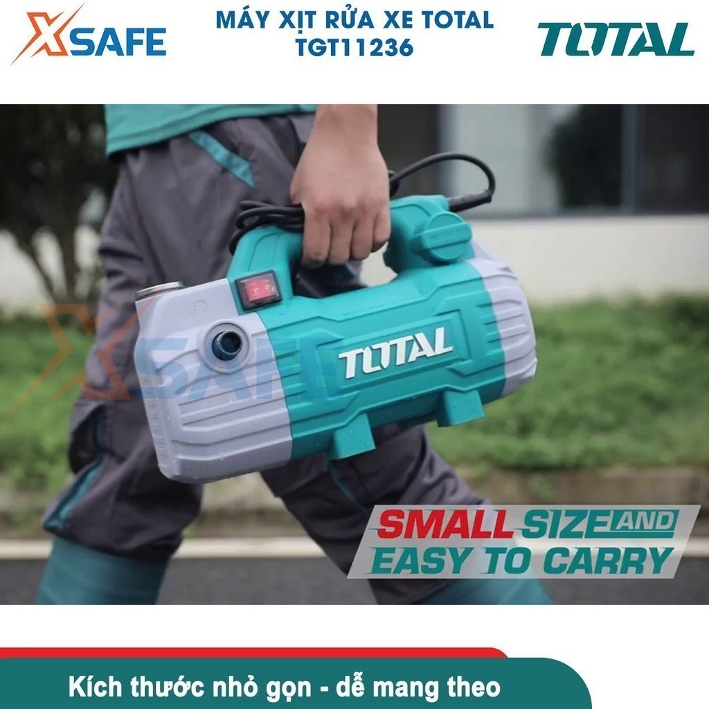Máy xịt rửa xe TOTAL TGT11236 1500W dây đồng, motor từ không chổi than Máy rửa xe cao áp 100Bar ...