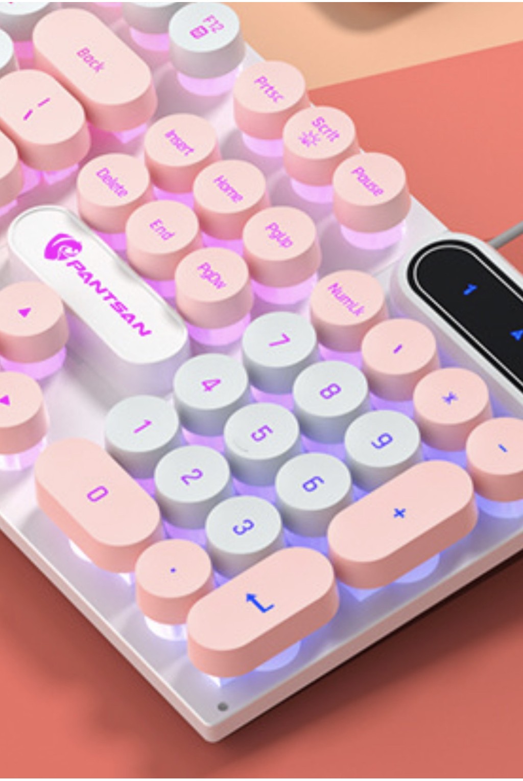 Bàn phím máy tính gaming giả cơ PANTSAN PK100 Màu Hồng có dây nút tròn ...