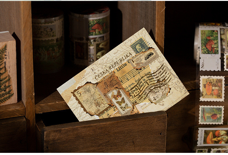Sticker tem thư series Memories stamp tape trang trí sổ, làm journal ...