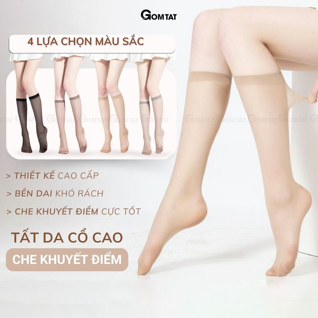 Tất vớ che khuyết điểm chân cổ cao dành cho nữ GOMTAT siêu thật chân, khó xước dằm, co giãn 4 ...