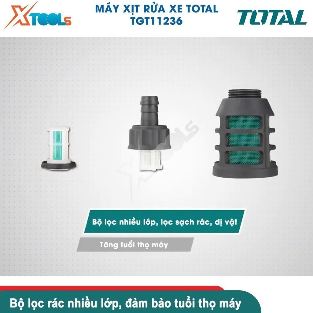 Máy xịt rửa xe áp lực cao TOTAL TGT11236 1500W dây đồng motor từ không chổi than máy xịt rửa áp ...