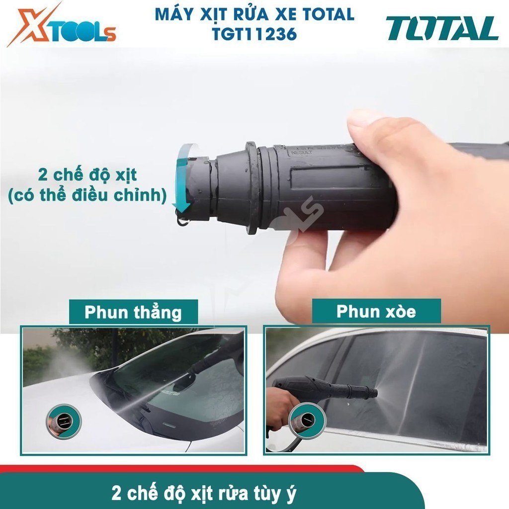 Máy xịt rửa xe áp lực cao TOTAL TGT11236 1500W dây đồng motor từ không chổi than máy xịt rửa áp ...