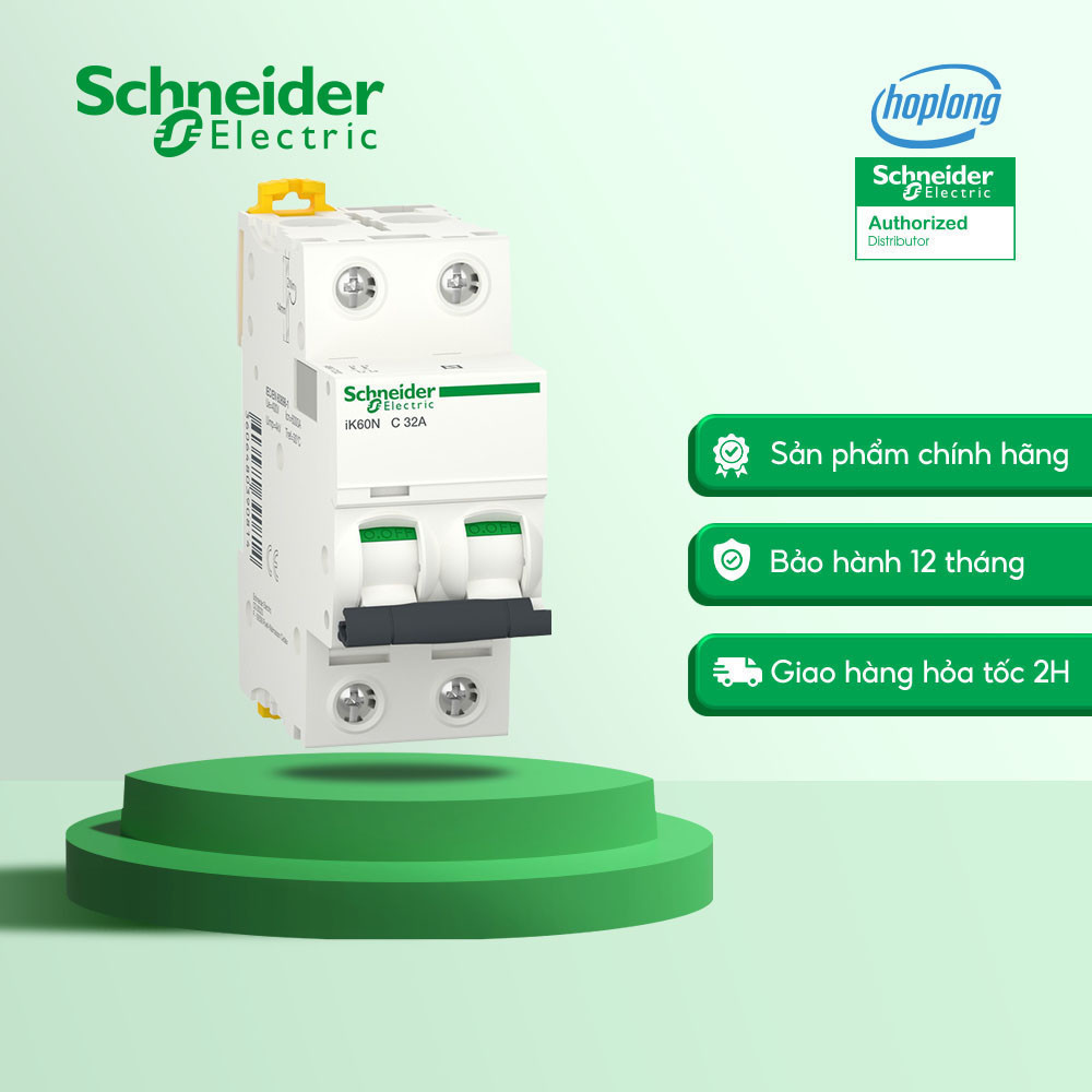 Cầu dao tự động MCB 2P 32A 6kA dòng Acti9 iK60N Schneider A9K27232| Aptomat bảo vệ quá tải ngắn ...
