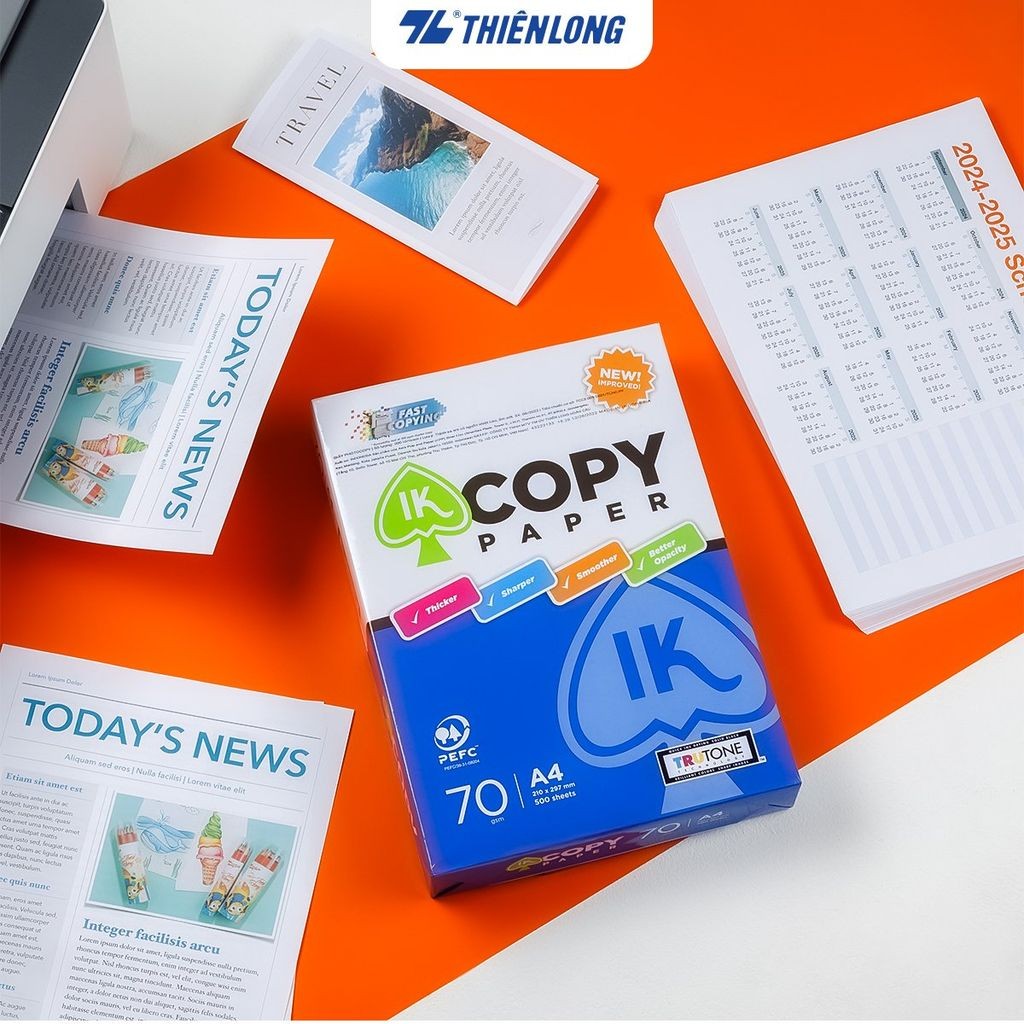 Giấy in, giấy photo A4 Thiên Long IK Copy 70gsm - Giấy in A4 500 tờ đều màu không gợn | Shopee ...