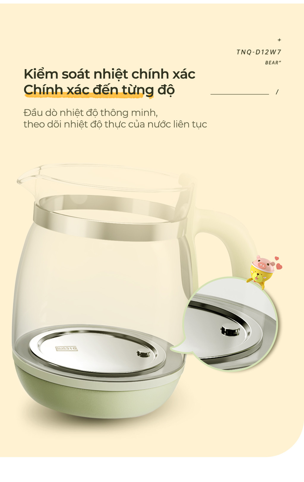Máy Đun Nước Đa Năng Bear TNQ-D12W7 Máy Hâm Sữa Thông Minh Khử Clo Pha ...