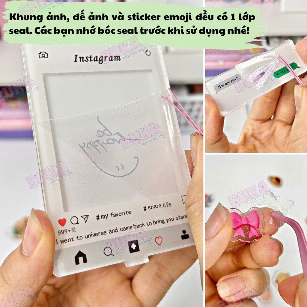 Móc khóa khung ảnh Insdagram Buka khung tranh đựng card acrylic standee ...