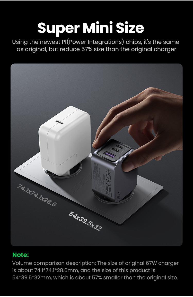 Bộ sạc nhanh Ugreen 65W Nexode GaN Pro | 3 cổng sạc USB-C/USB-A| Kèm cáp sạc nhanh Type-C 100W 1 ...