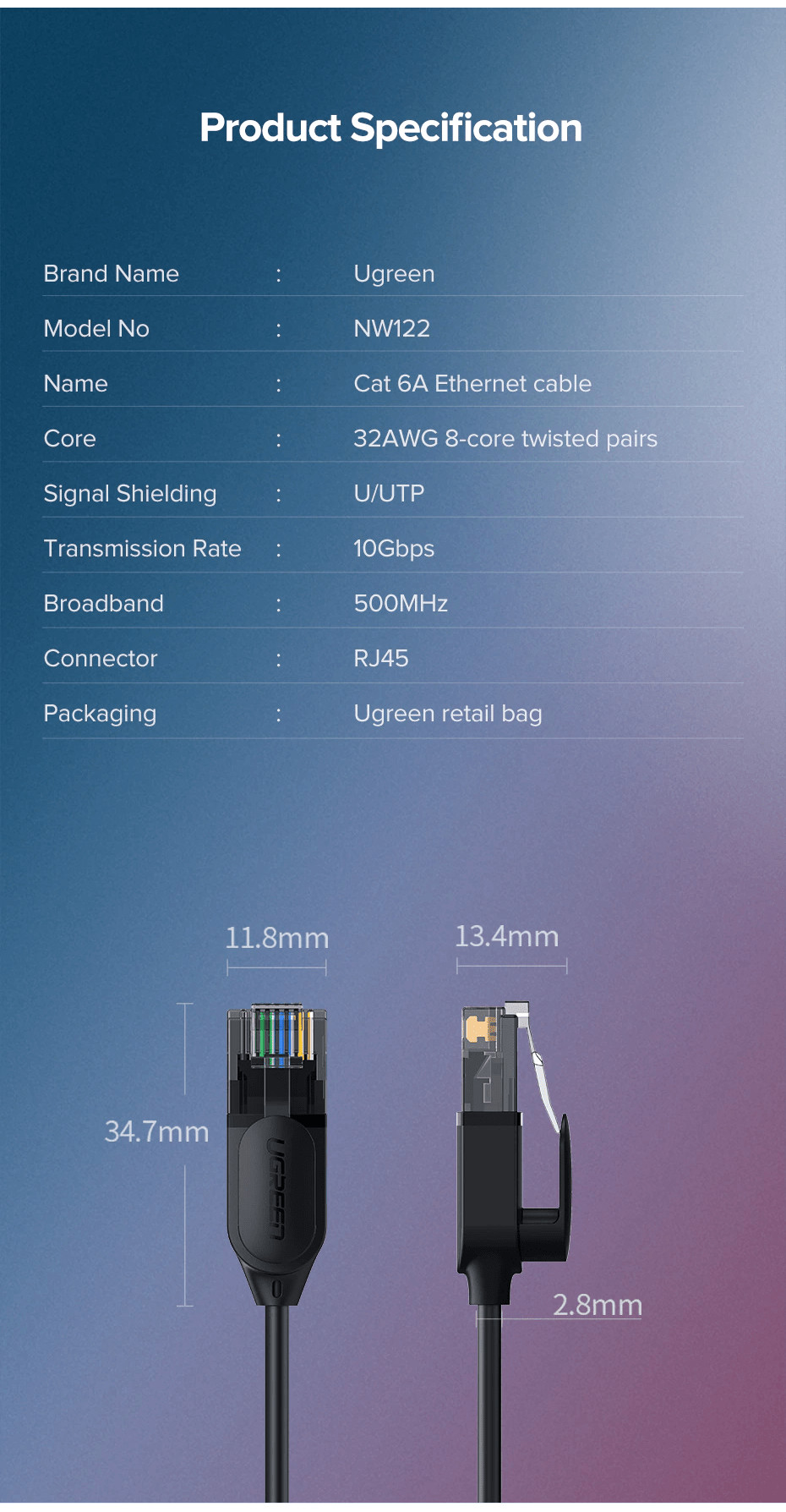 Cáp mạng Cat6 UTP 24AWG/32AWG RJ45 UGREEN NW101 Hỗ trợ tốc độ cao | Chiều dài từ 0.5-10m Bảo ...