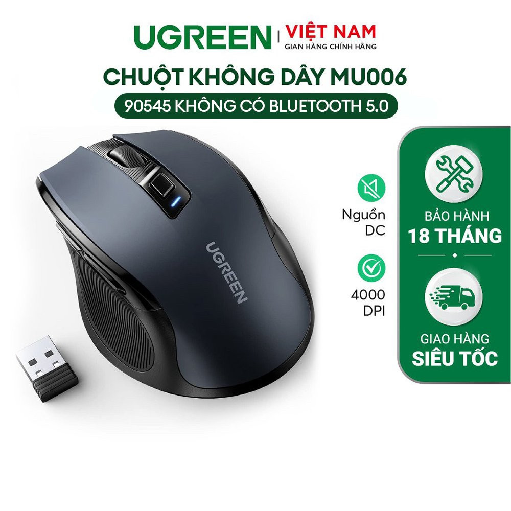 Chuột không dây 2.4G Ugreen MU006 Chuột Ergonomic 4000 DPI | 6 Nút Tắt ...