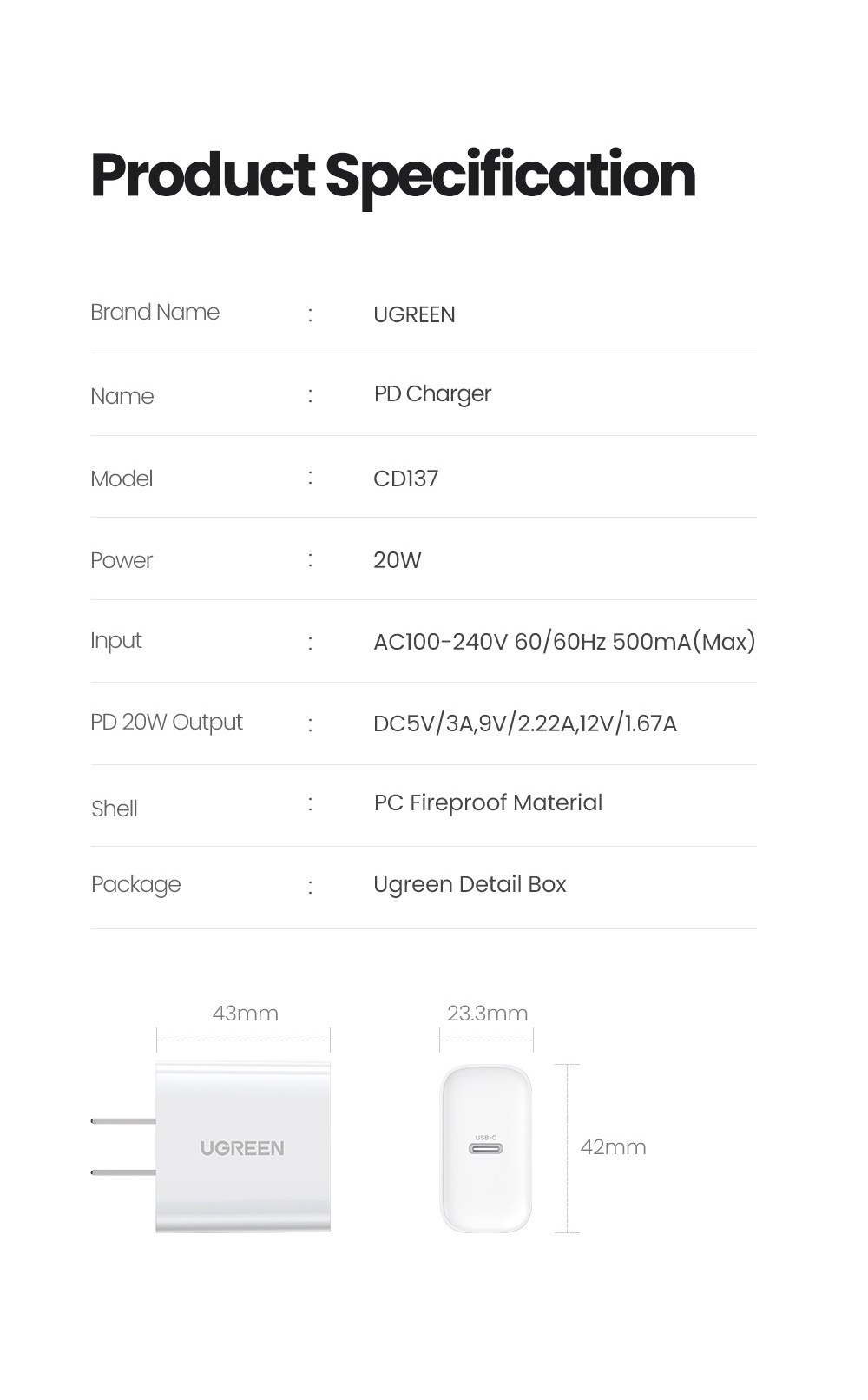 Củ sạc Nhanh UGREEN 20W CD137 QC4.0 QC3.0| USB Type C| Sạc Nhanh PD |Bảo hành 18 tháng 1 đổi 1 ...