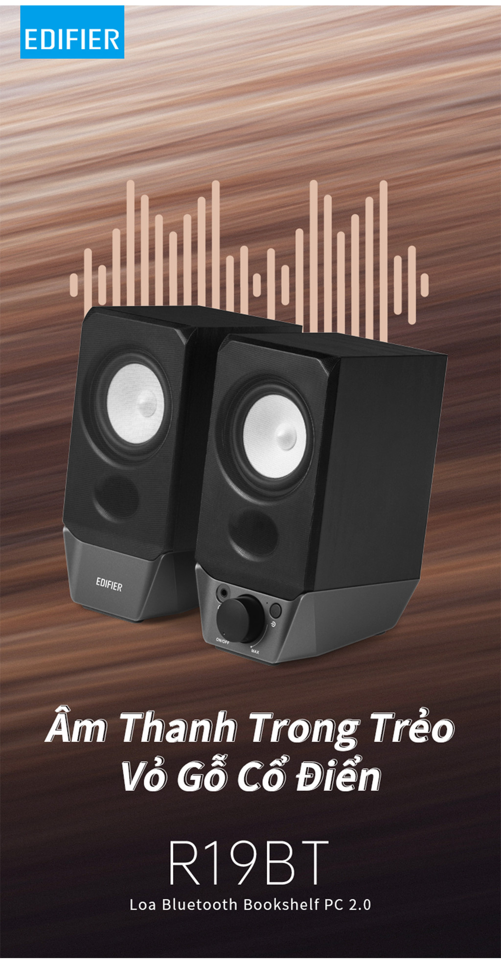 Loa Bluetooth Bookshelf EDIFIER R19BT | Công Suất 4W | Bluetooth 5.3 | Loa Toàn Dải 2.75inch ...