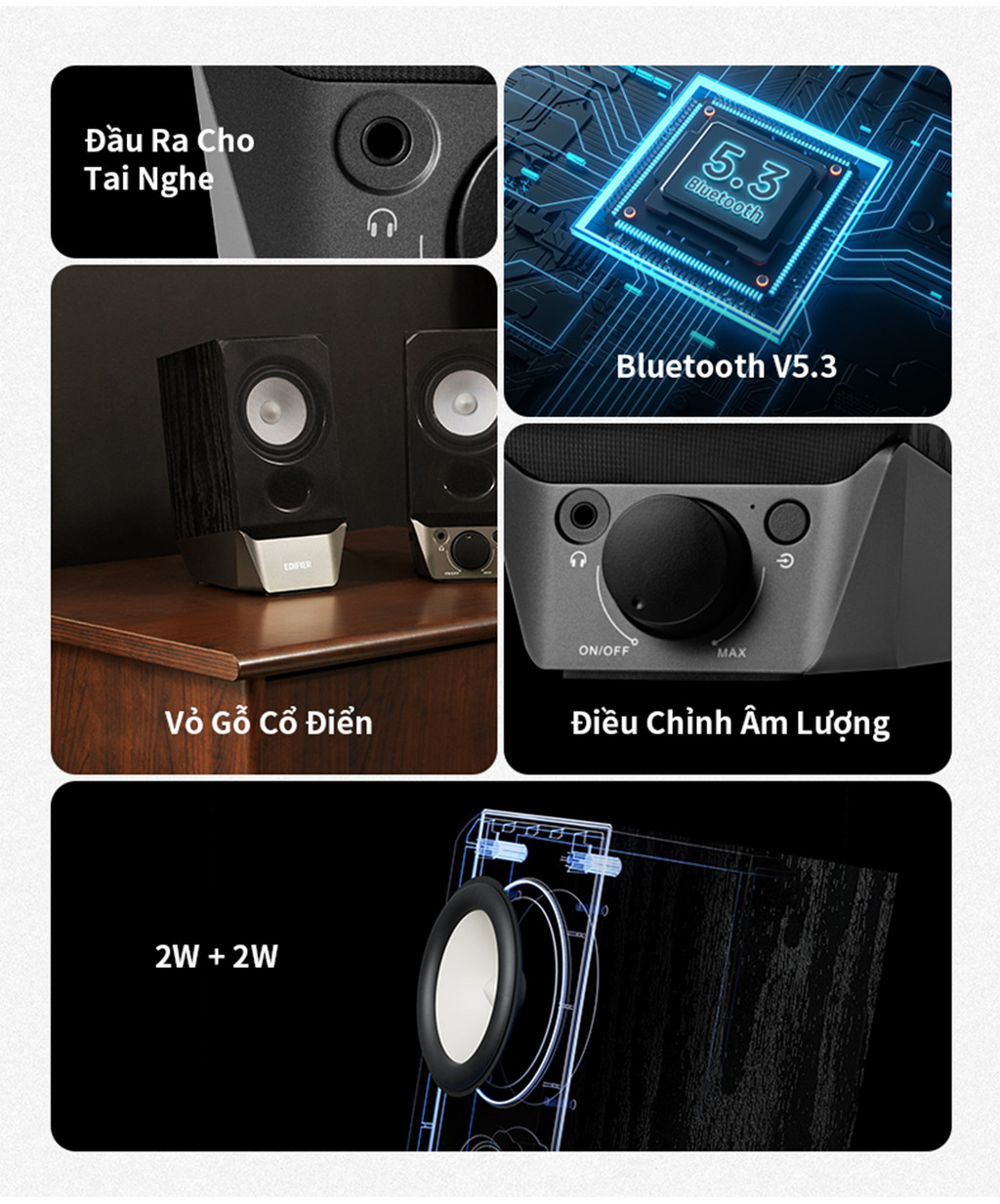 Loa Bluetooth Bookshelf EDIFIER R19BT | Công Suất 4W | Bluetooth 5.3 ...