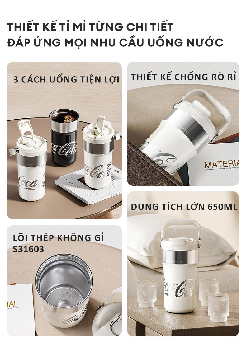 Ly Giữ Nhiệt Inox 316 Nguyên Khối GERM Coca-Cola 650ml - Ly Nước Thể Thao - GE-CK24AW-B112 ...