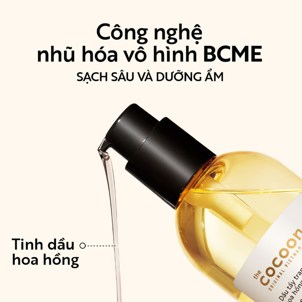 [COCOON 6.3] Combo 2 Dầu Tẩy Trang Cocoon Chiết Xuất Hoa Hồng 140ml Rose Cleansing Oil Hasaki ...