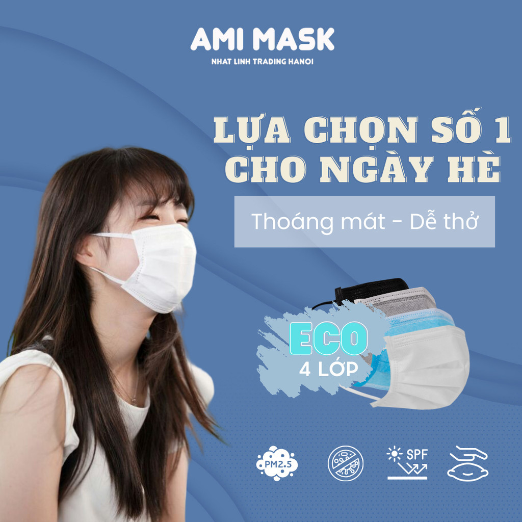 200 chiếc Khẩu trang y tế AMI Medical Mask 4 lớp siêu lọc bụi và kháng ...