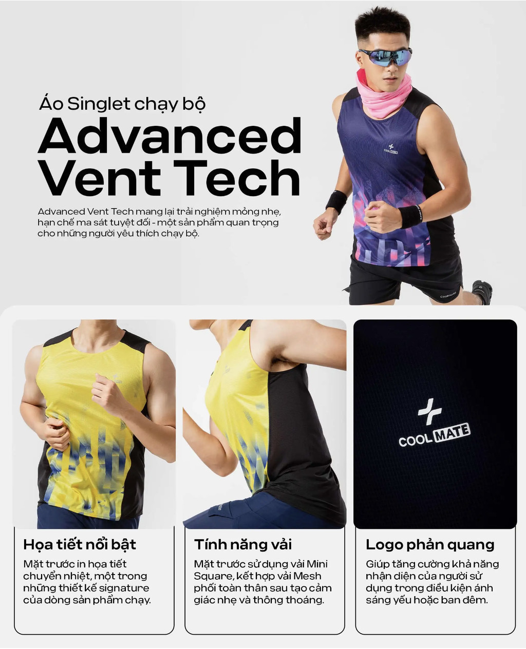 [OUTLET - KHÔNG ĐỔI TRẢ]Áo Singlet chạy bộ Advanced Vent Tech Exdry ...