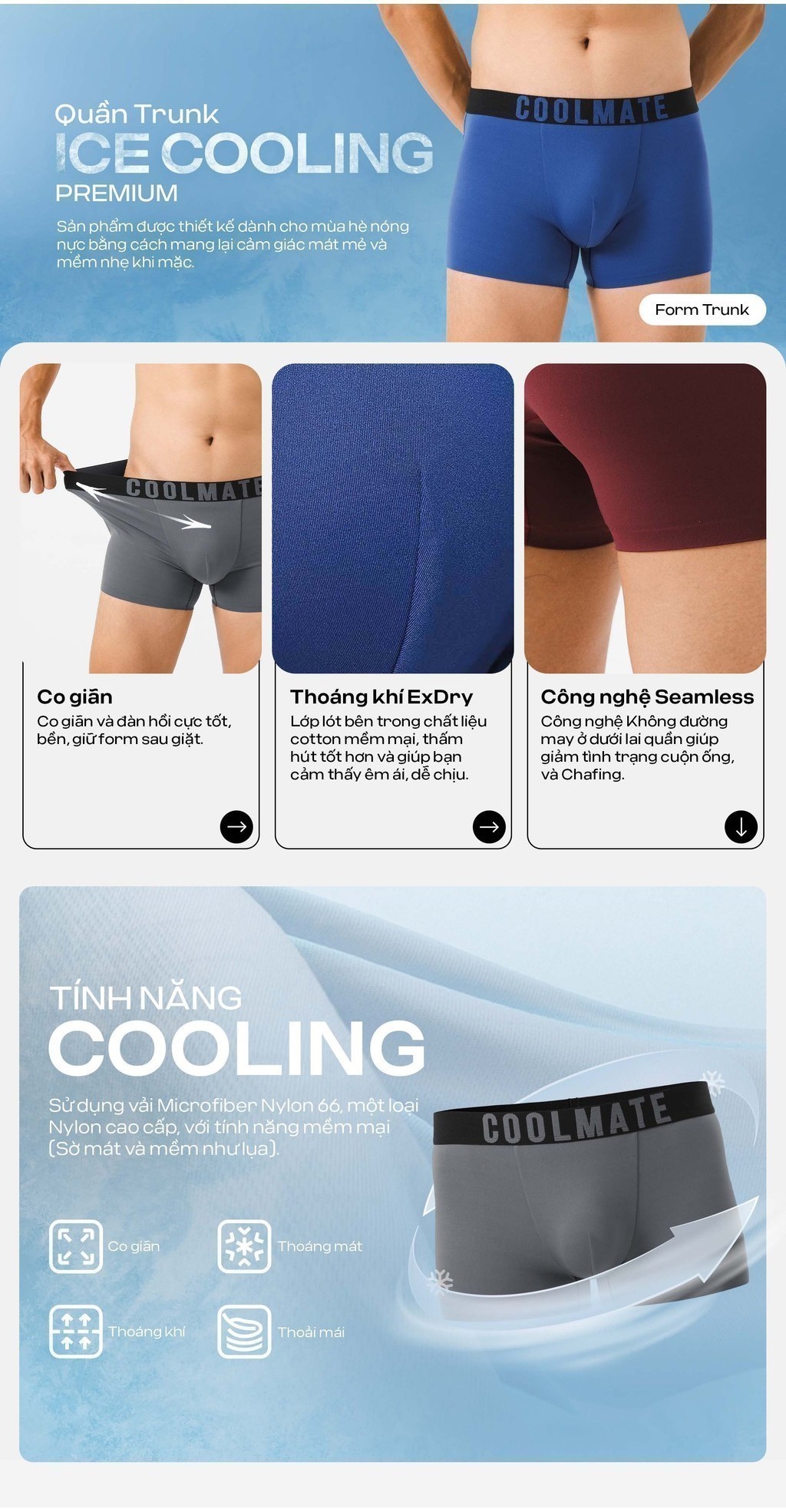 Combo 2 Quần Trunk Ice Cooling Premium thấm hút nhanh khô Coolmate ...