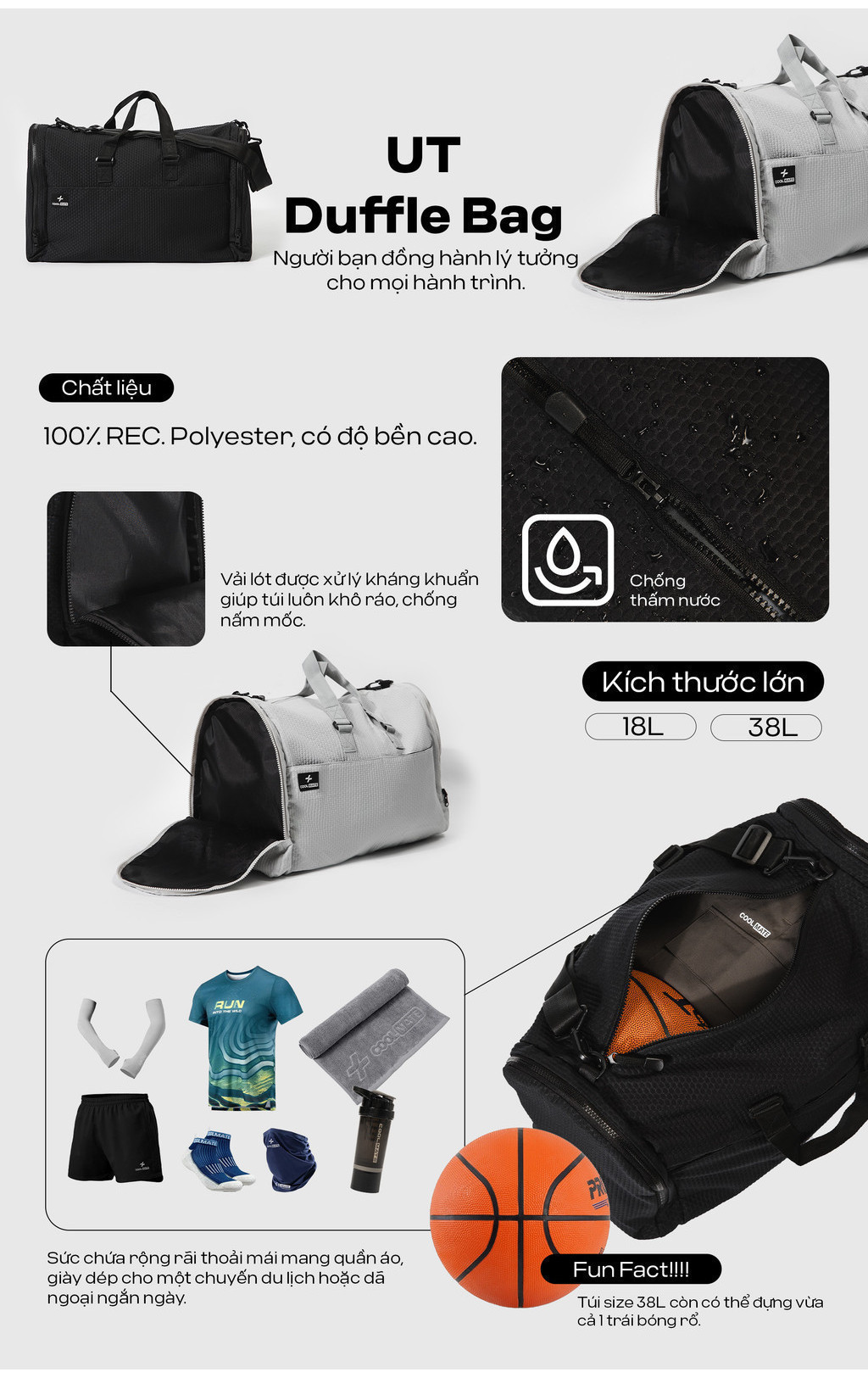 [SALE TẾT]Túi UT Duffle size vừa 18L chống thấm nước Coolmate | Shopee ...